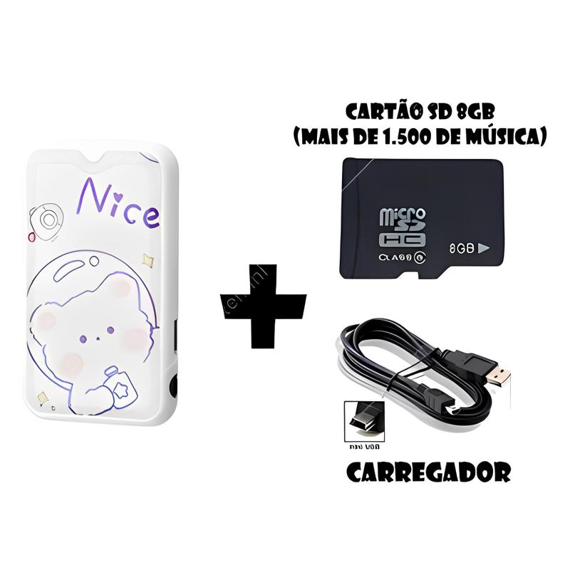 Mini Mp3 Player Ursinho Nice + Cabo V3 + Sd 8gb 2k Musicas - Generika ...