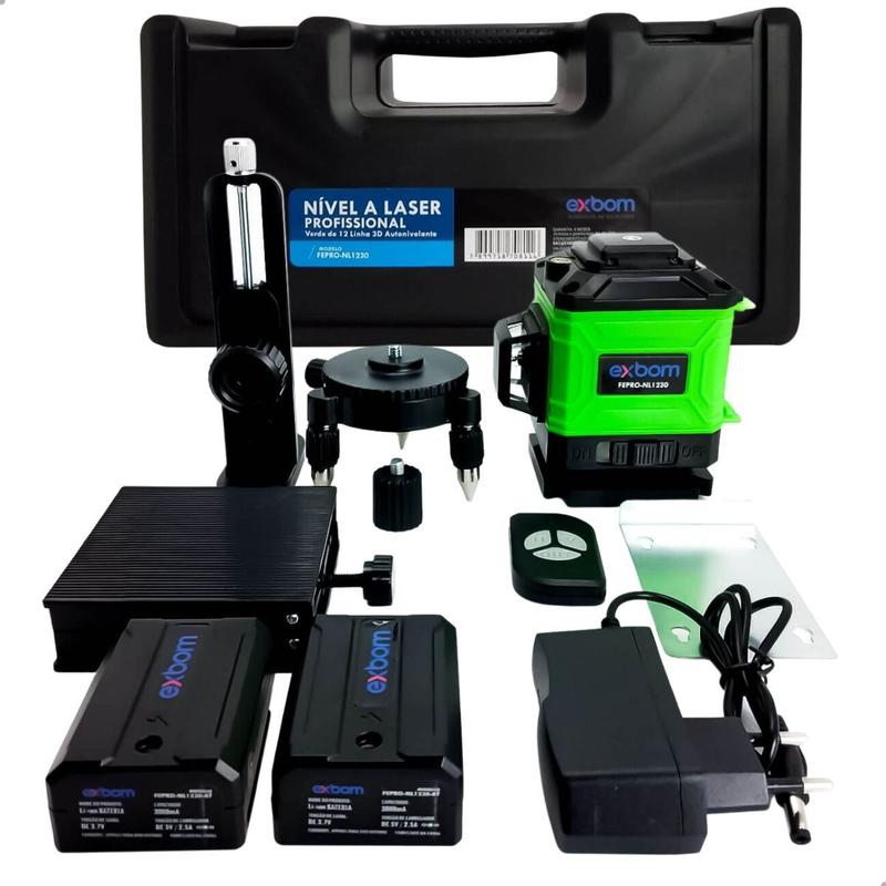Mini Nível Laser Verde 3d 12 Linhas Digital 360 2 Baterias - Exbom ...