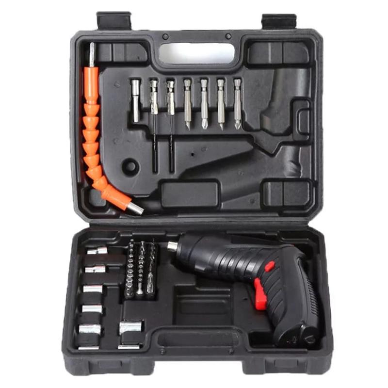 Mini Parafusadeira Recarregável Com Jogo De Bits E Soquetes Preta ou ...