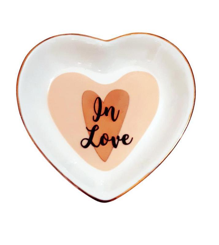 Mini Prato Porta Anel Formato Coração Em Cerâmica - Art House - Pratos ...