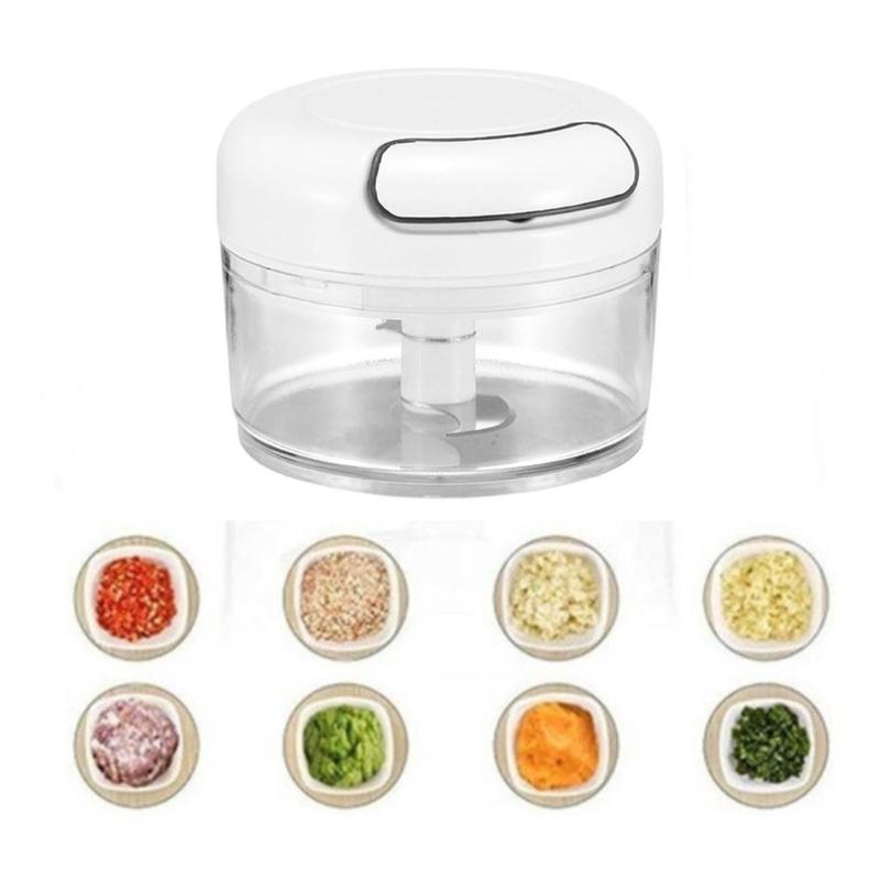 Mini Processador Triturador Manual Alho Tempero 2 Lâminas Inox 170ML - Em Casa Tem - Triturador ...