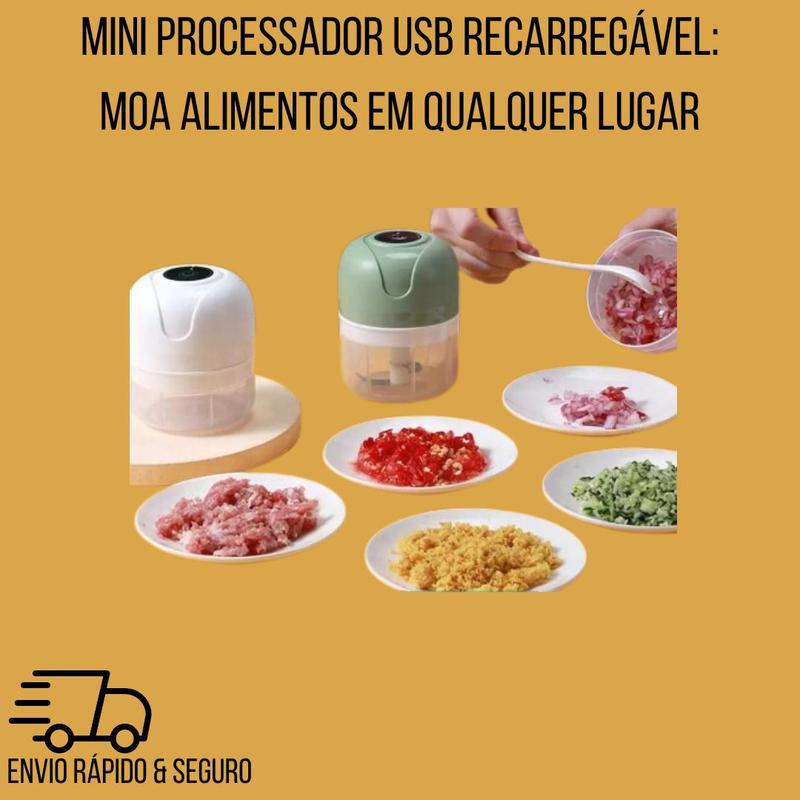 Mini Processador USB Recarregável: Moa Alimentos em Qualquer Lugar ...