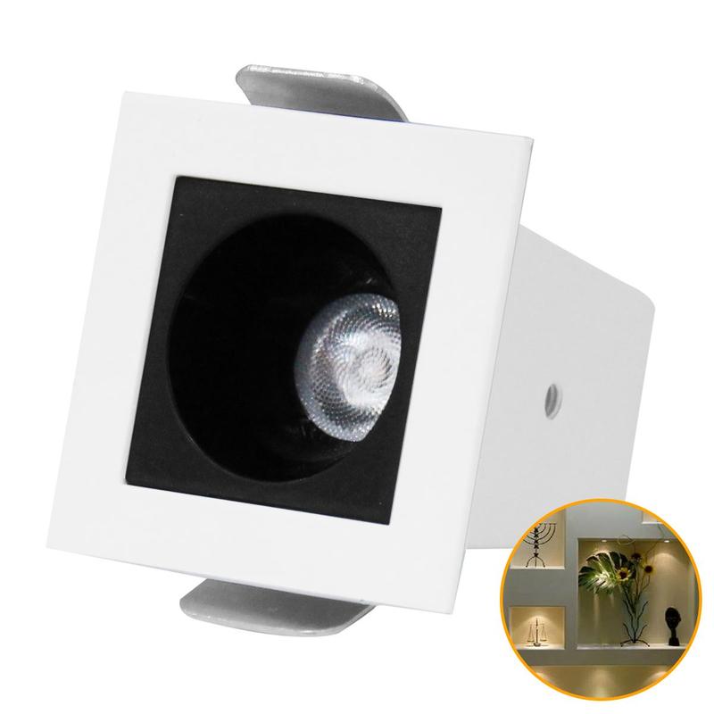 Mini Spot Embutir Quadrado Led P/ Móveis Nicho Bivolt 3w - GAYA - Spot ...