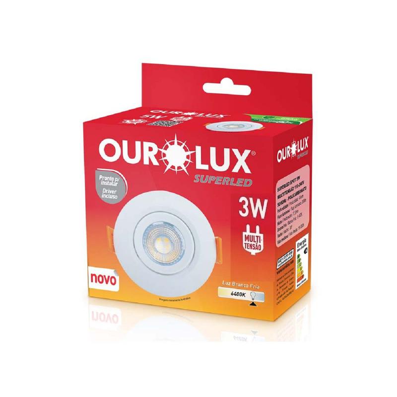 Mini Spot Led De Embutir Direcionável 3w Quadrado Redondo Branco Driver ...