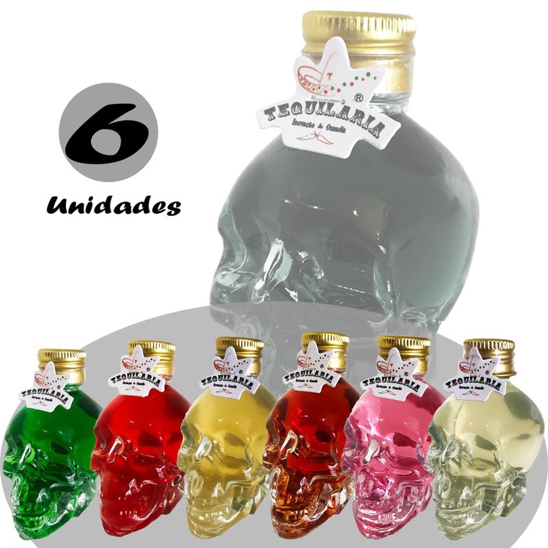 Mini Tequila drink Garrafinha Caveira kit 6 unid. Skull Shot ...