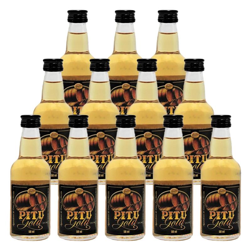 Miniatura Cachaça Aguardente Pitú Gold 50ml 12 Unidades - Aguardente ...