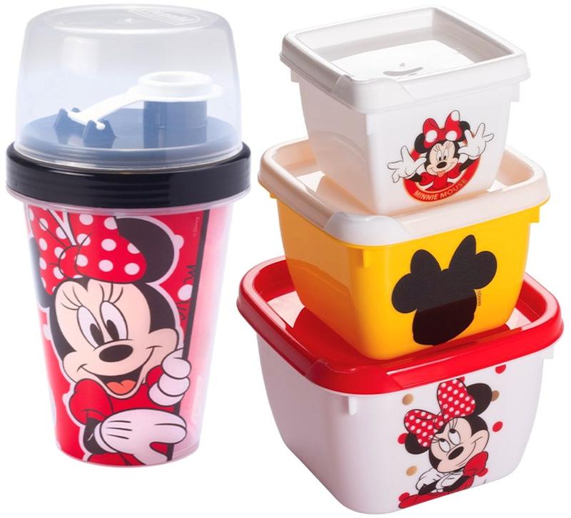 Minnie Garrafa e Potes Micro-ondas Freezer Kit Lanche - Plasutil - Pote ...