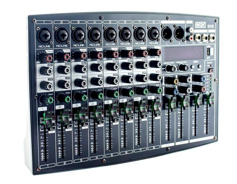 Mixer BOXX BX8 Mesa de Som 8 Canais para Lives e Gravações Interface ...