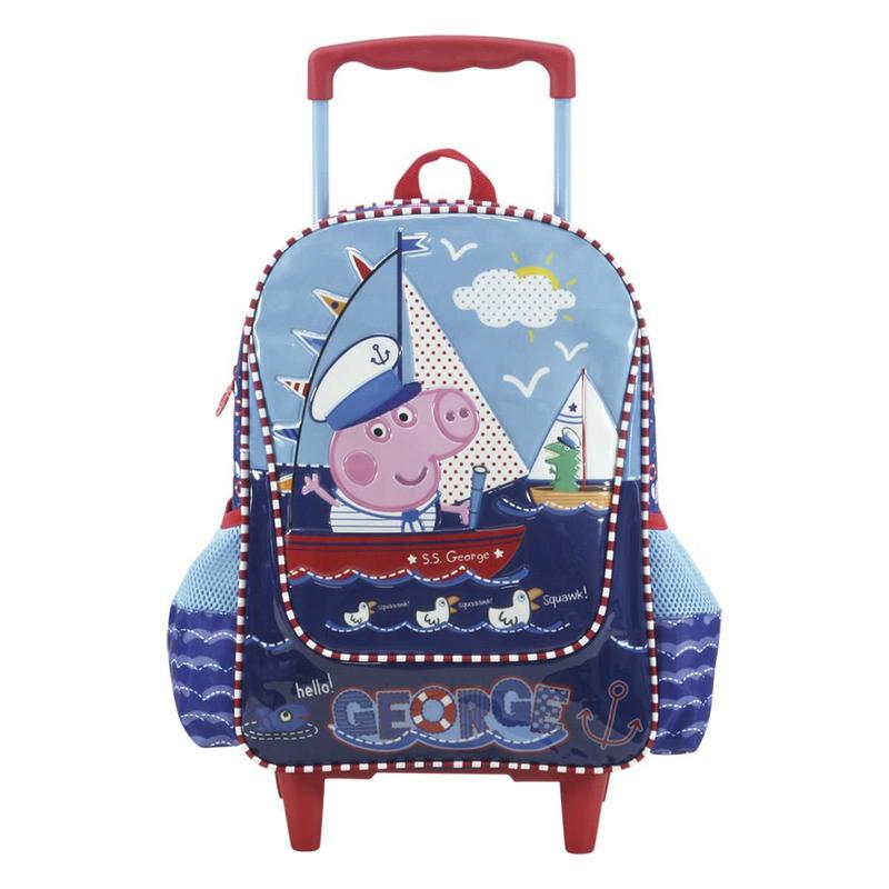 Mochila De Rodinhas Peppa George Marinheiro 14 Pol Azul Xeryus ...