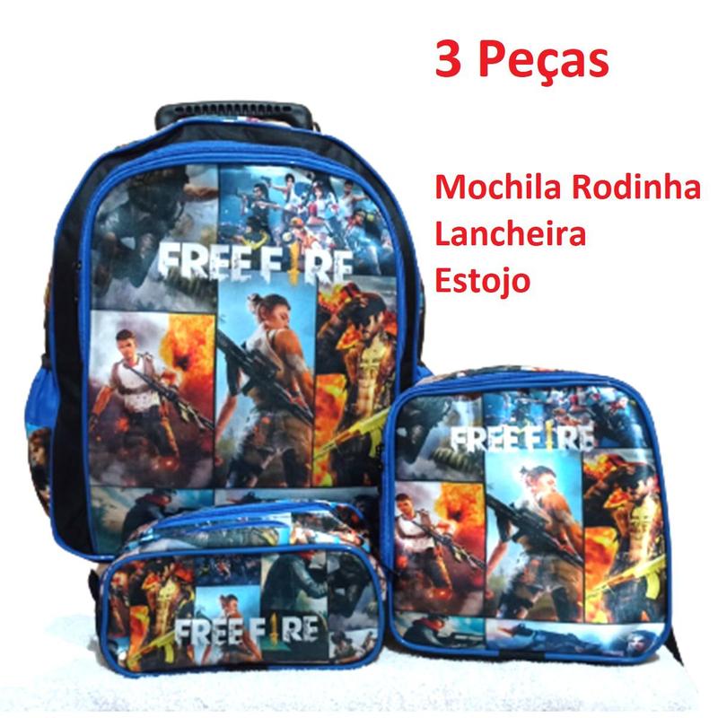 Mochila de Rodinhas Personagens 3 Peças com Lancheira e Estojo Escolar ...