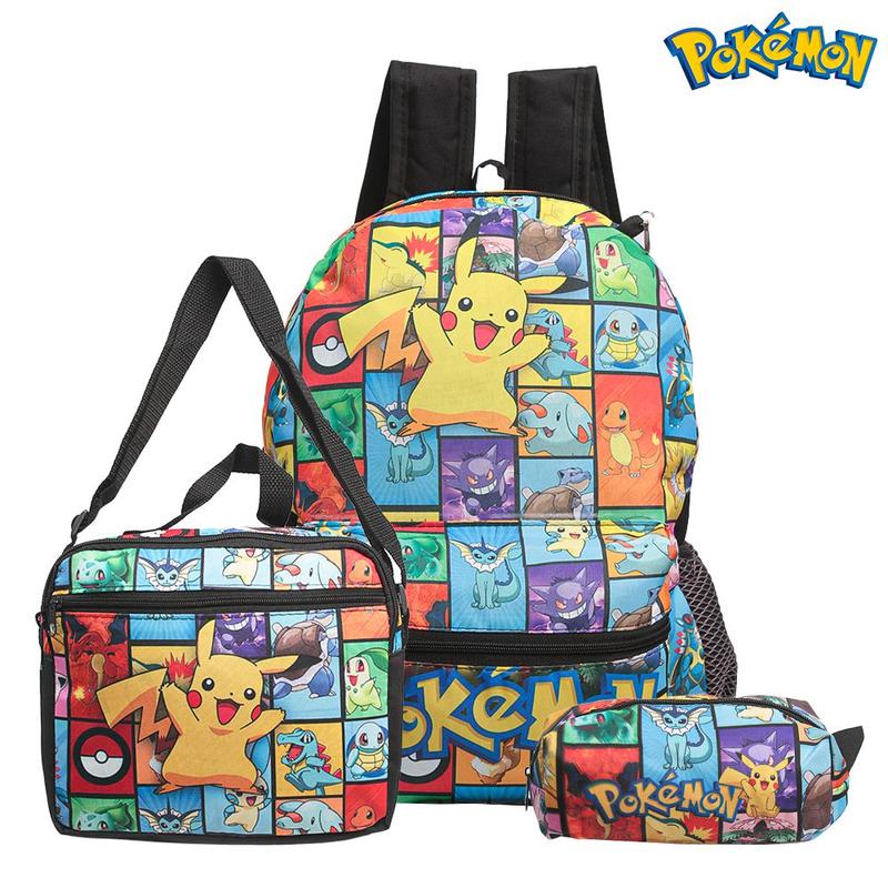 Mochila Escola Grande Pokémon Pikachu Costa Lancheira+Estojo - TOYS 2U ...