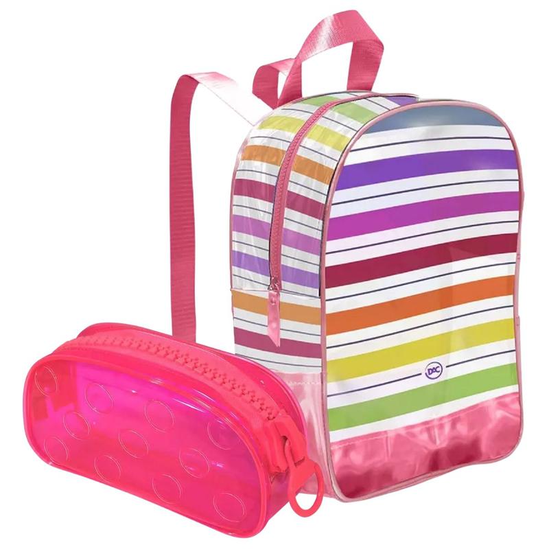 Mochila Escolar Colorida de Menina com Estojo Rosa Pvc Enjoy Dac ...