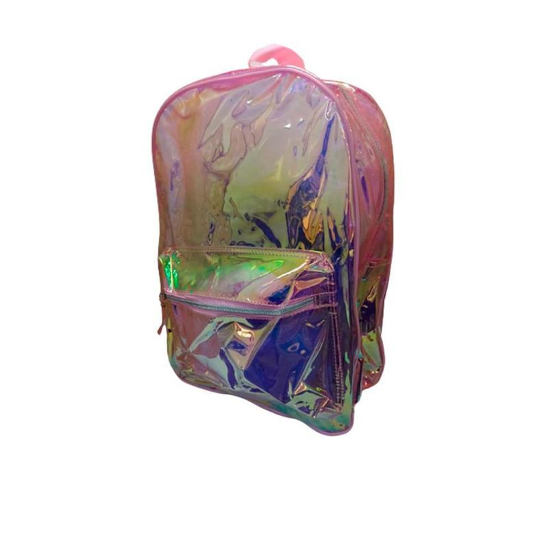 Mochila juvenil feminina translúcida neon rosa lisa - Kit - Mochilas ...