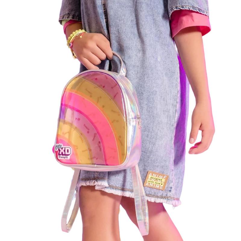 Mochila PK XD Pampili Arco-Íris com Transparência 6001033 Prata e ...