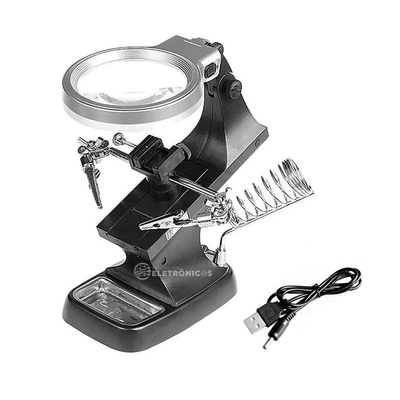 Modulo Compacto de Reparo Multi-Uso Lupa Iluminada 10 LEDs Suporte de ...