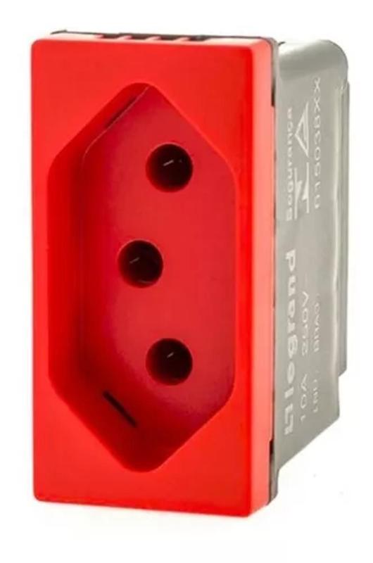 Módulo Tomada 20a 2p+t Vermelho Pial Plus+ 615079VM - Linha Pial Plus+ - Módulo de Tomada ...