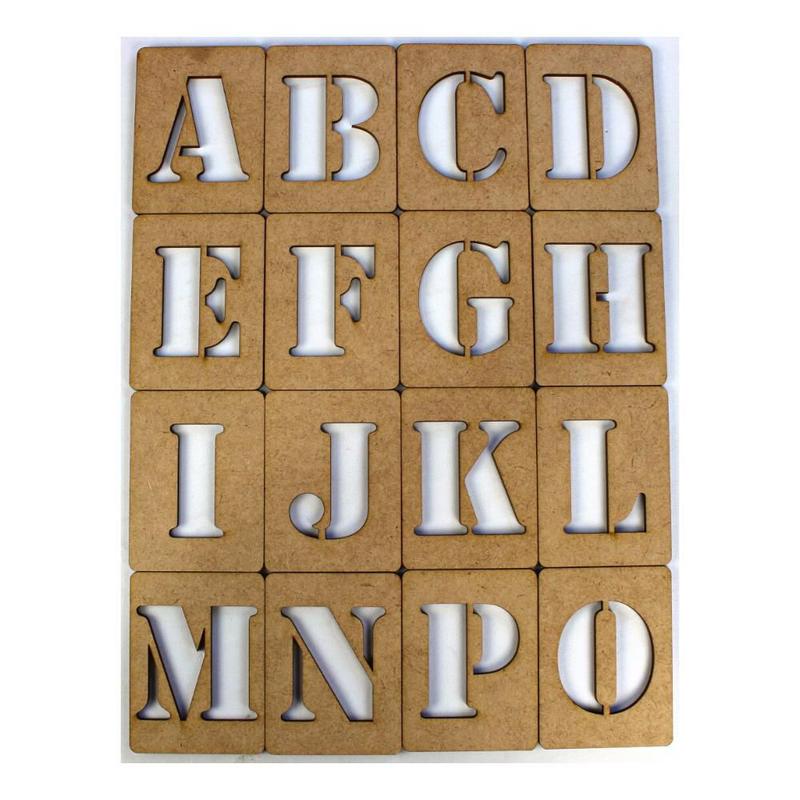 Molde Alfabeto Stencil Letras Numeros Feito De Madeira MDF Vazado - 502 ...
