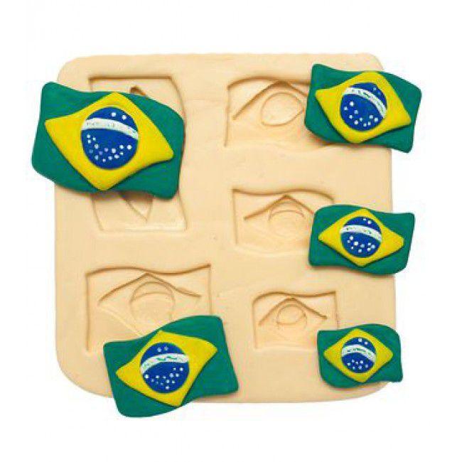 Molde de Silicone Futebol Bandeiras do Brasil Copa do Mundo - Cia do ...