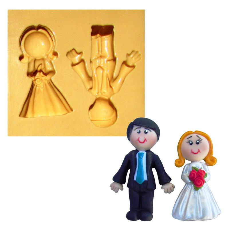 Molde de Silicone para Biscuit Casa da Arte - Modelo: Casal de Noivo ...