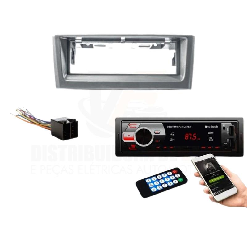 Moldura 1 Din Punto Linea Cinza Kiron 12 + Radio Light + Chicote Antena ...