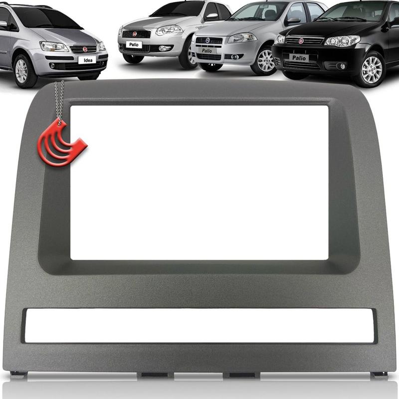 Moldura Painel 2 Din Central Multimidia Dvd Mp5 Cinza Kiron Palio 04/12 Strada Siena 05/12 ...