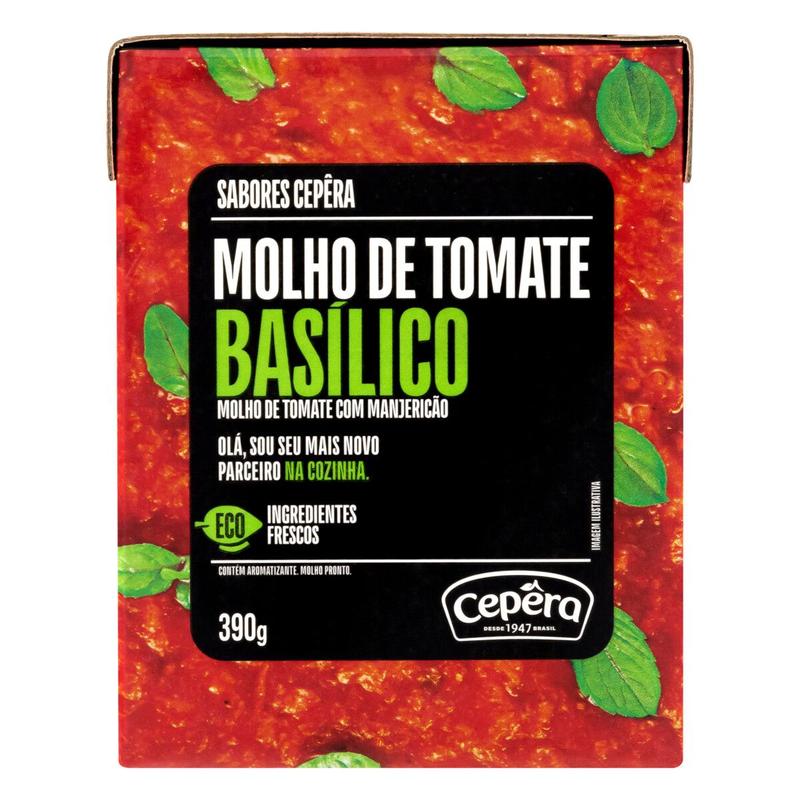 Molho de Tomate Basílico Sabores Cepêra 390g - Recart - Molho de Tomate ...