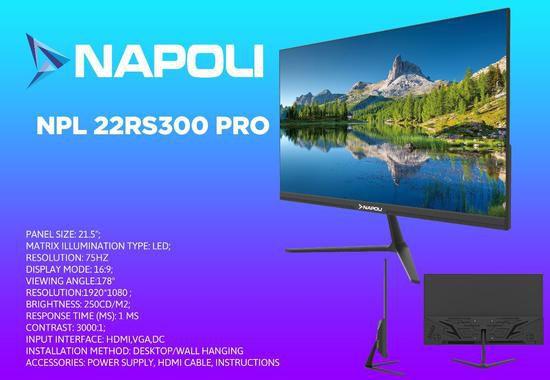 Monitor 22 Napoli NPL-22RS300 Pro 75HZ/1MS/Slim/FHD - Monitor para Computador - Magazine Luiza