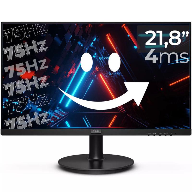 Monitor Gamer Led Philips 21.5" Widescreen Full HD, 4ms, 75Hz - 221V8L ...