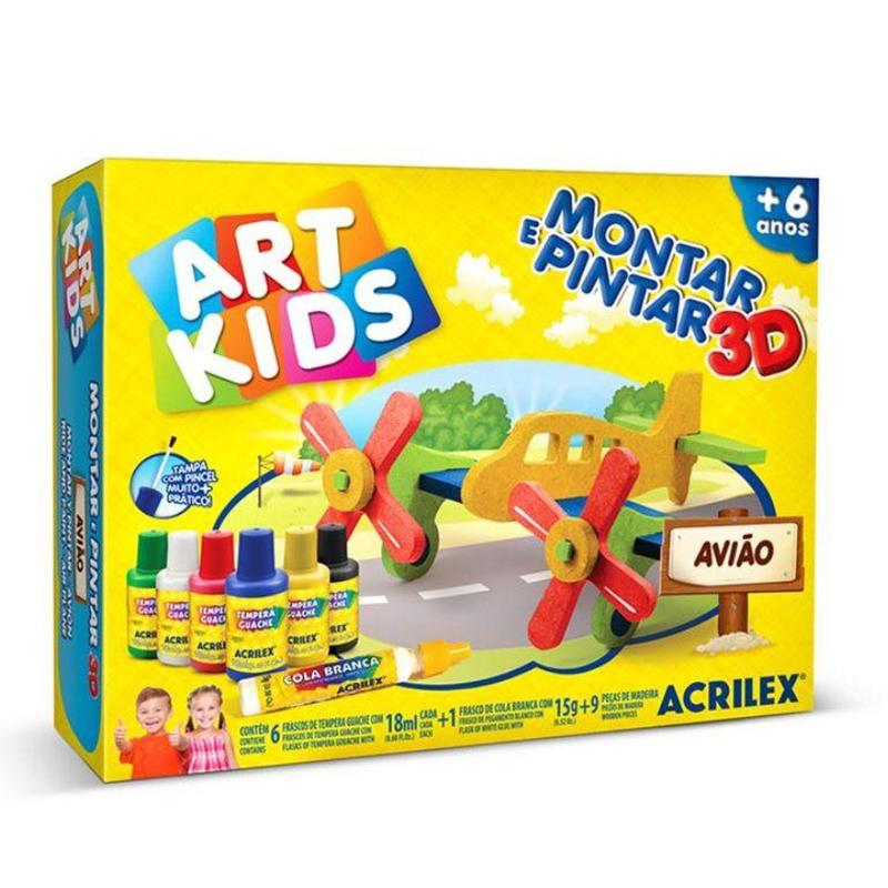 Montar e Pintar 3D Avião Art Kids - Acrilex - Aviões e Helicópteros de ...