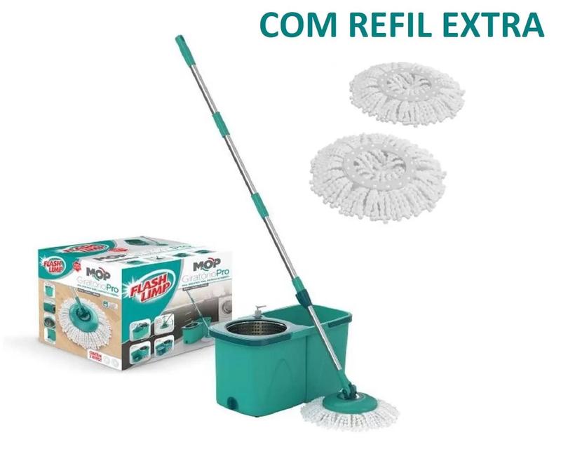 Mop Giratório Pró Duas Águas Cesto Inox Flash Limp - Flashlimp - EURO ...
