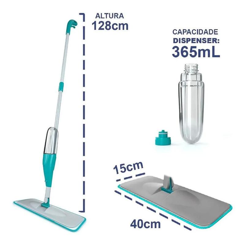 Mop Spray Mágico Com Reservatório Rodo De Limpeza Microfibra Dispenser ...