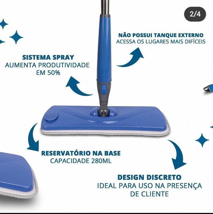 Mop Spray, Perfect, Azul Reservatório acoplado na base. - Mop ...