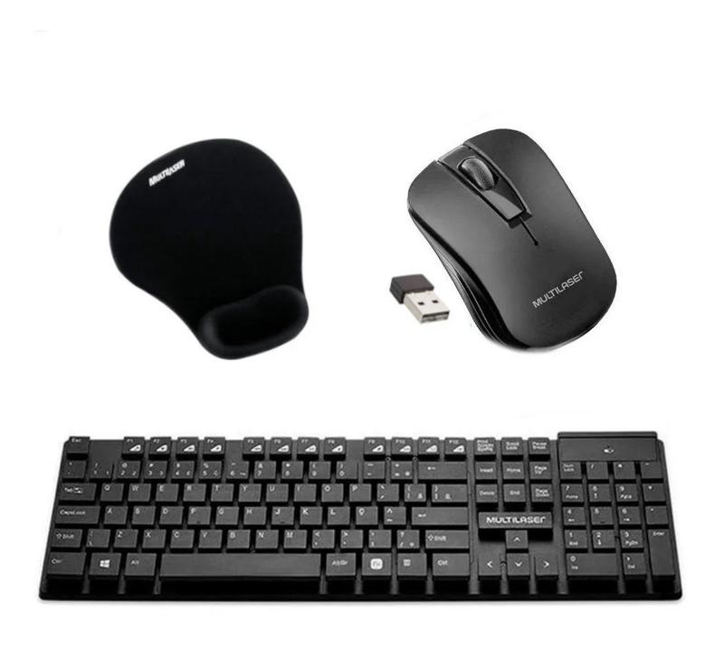 Mouse E Teclado Sem Fio + Mouse Pad Ergonomico Multilaser - Kit ...