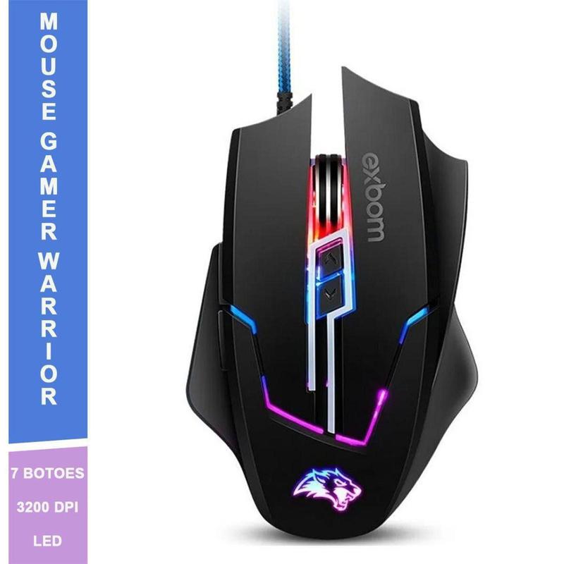 Mouse Gamer 7D Warrior 3200 DPI 4 modo DPI RGB peso projetado Gaming ...
