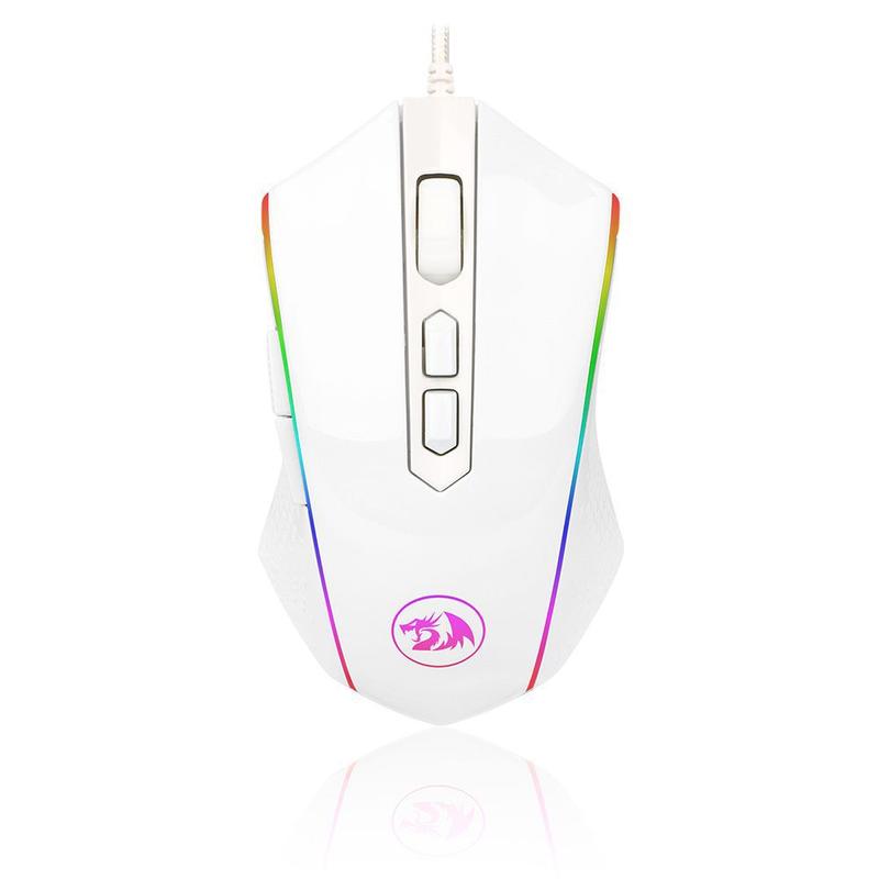 Mouse Gamer Redragon RGB 10000 DPI Memeanlion Chroma Lunar White Sensor ...