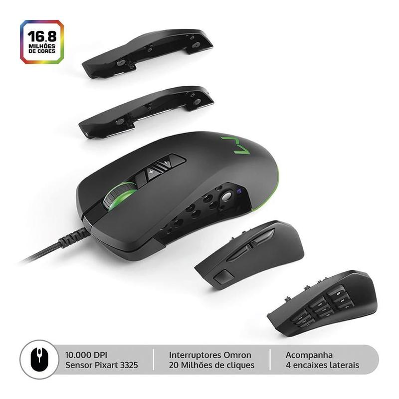 Mouse Gamer Warrior Moray RGB 10000DPI Personalizável - MO278 - Mouse ...