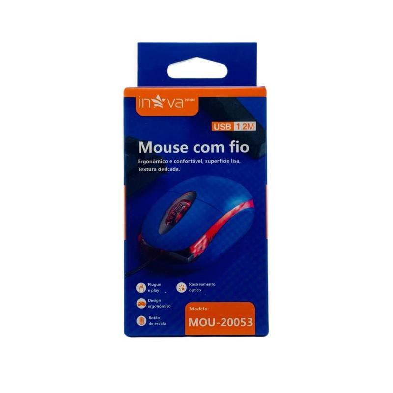 Mouse Inova Com Fio USB 1.2 Metros Azul - Mouse - Magazine Luiza