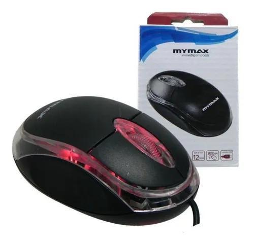 Mouse Óptico Basic Neon 800dpi Preto Mymax Led Vermelho USB Comprimento 1.5m Economia de Energia ...