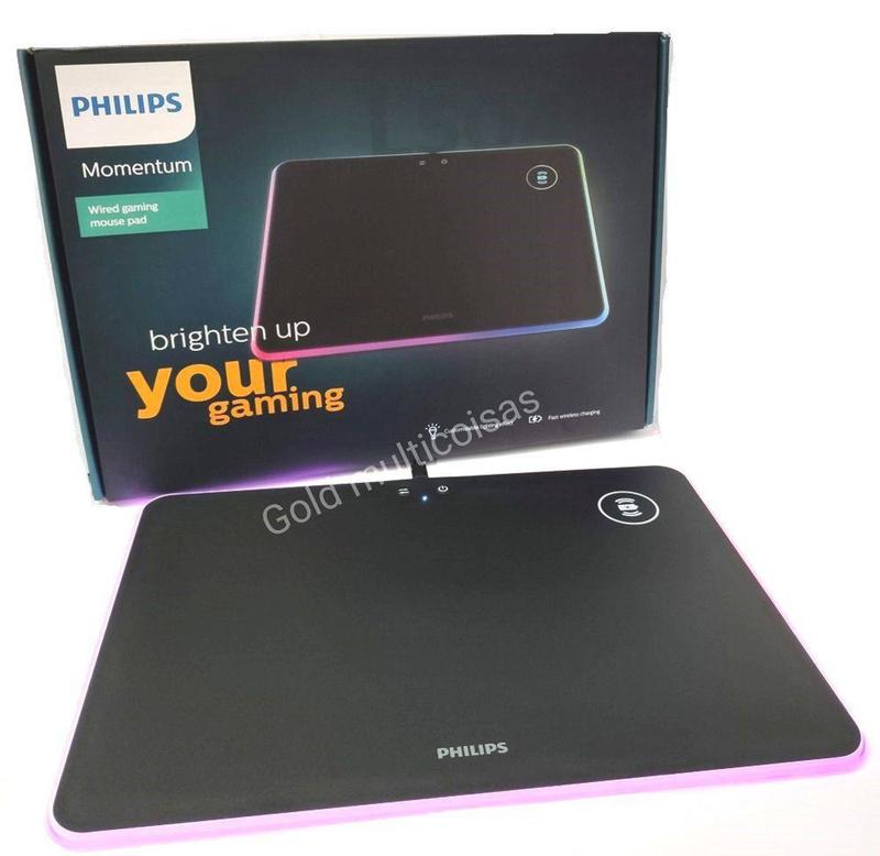 Mouse Pad Gamer Led Rgb Philips Rígido 35 X 25 Carregador Qi Por ...