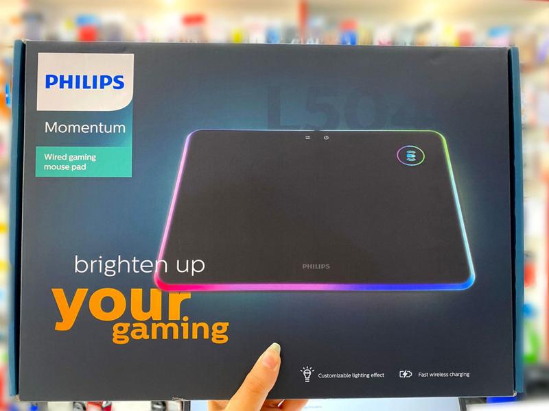 Mouse Pad Gamer Led Rgb Philips Rígido 35 X 25 Carregador Qi Por ...