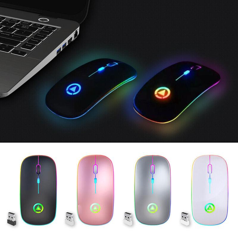 Mouse Sem Fio 2.4 ghz Optico Recarregável Gamer USB Led Rgb Wirelles ...
