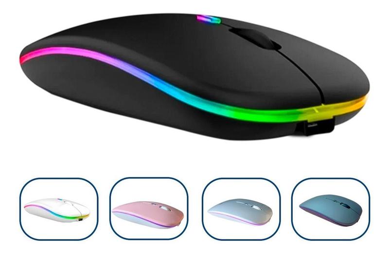 Mouse Sem Fio Recarregável Elegante Click Silencioso Led Rgb - LK ...