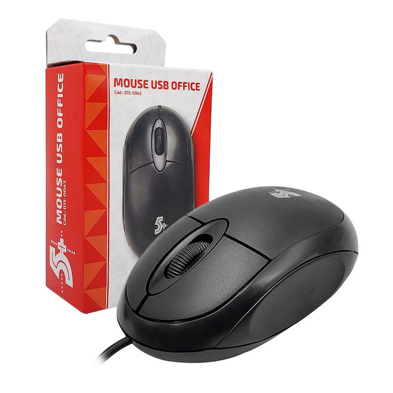 Mouse USB 5+ Office, 1000DPI, Preto - 015-0043 - Mouse - Magazine Luiza
