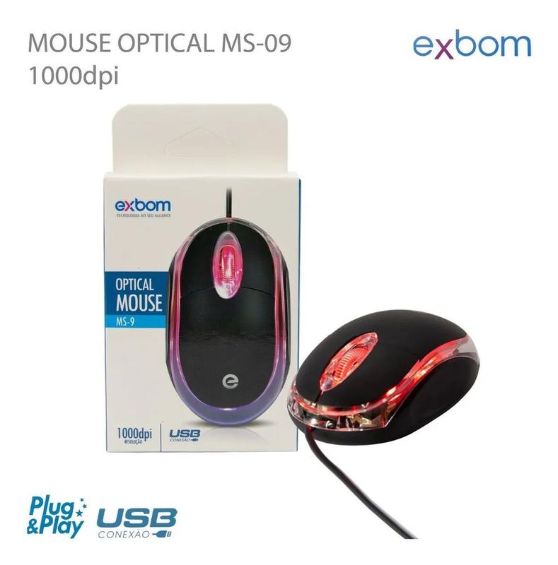 Mouse USB Óptico Com Led Exbom - MS-9 - Mouse - Magazine Luiza
