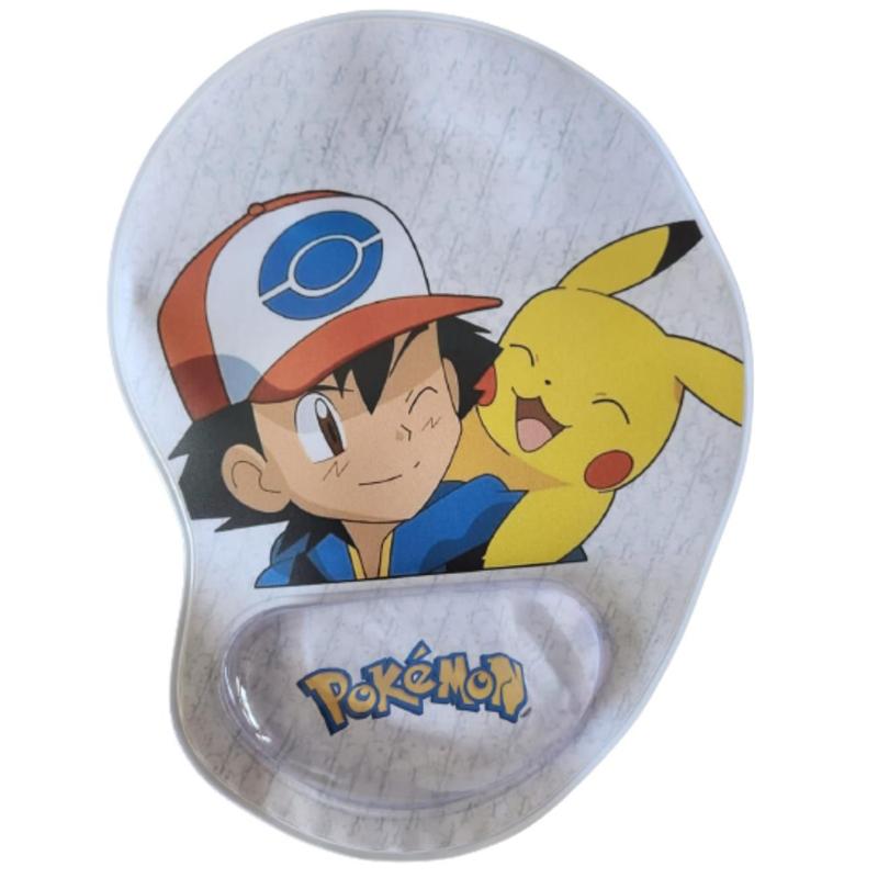 Mousepad Cinza Pokémon Ash e Pikachu Com Apoio Em Gel Geek - Mouse Pad ...
