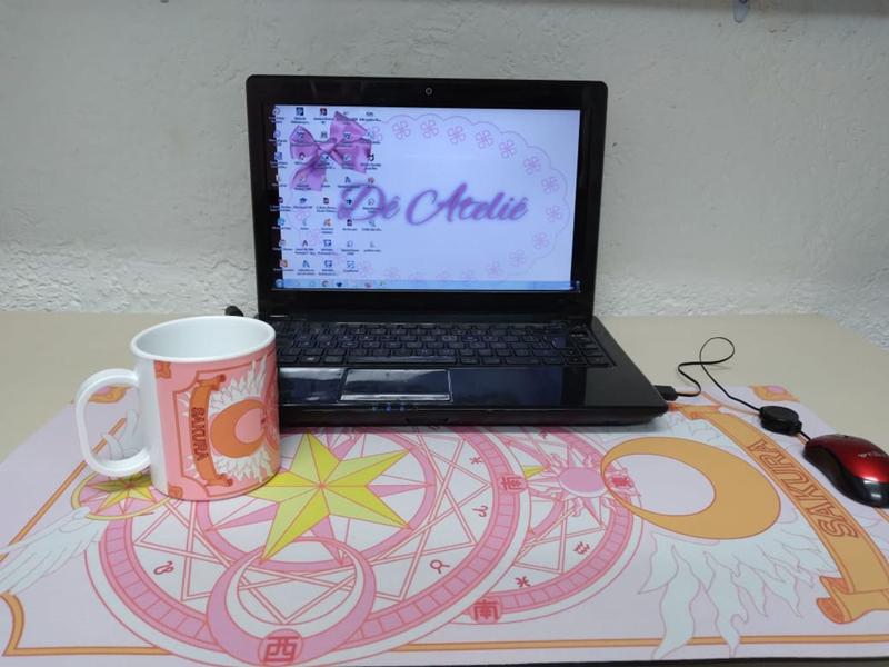 Mousepad Gamer + Caneca de Polímero Sakura Rosa - Dê Ateliê - Mouse Pad ...