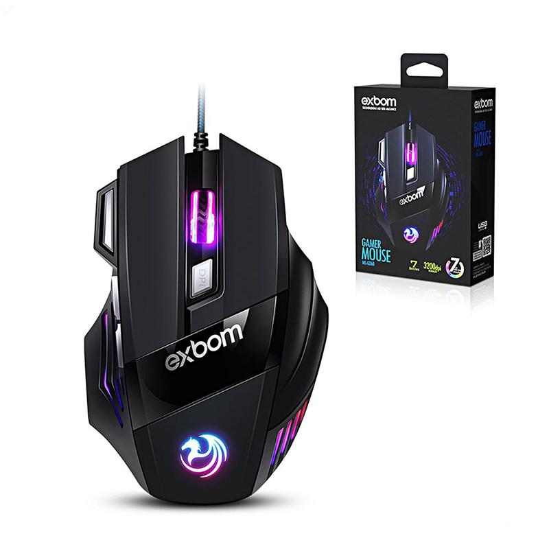 Mouser Gamer Com Fio Usb 7 Botões LED 3200dpi Pc Note Preto - Exbom - Mouse Gamer - Magazine Luiza