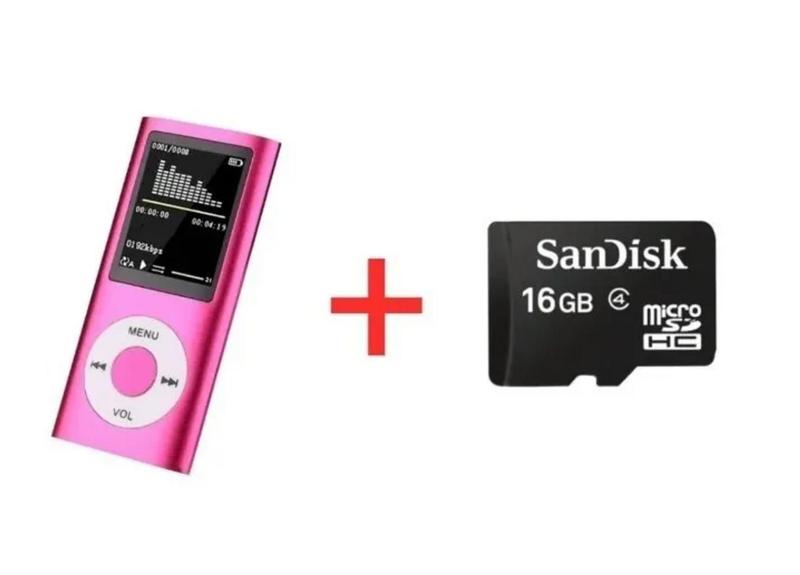 Mp3 Mp4 Player Slim Multimídia Stereo Rádio Fm + Cartao 16g - SHR - Som ...