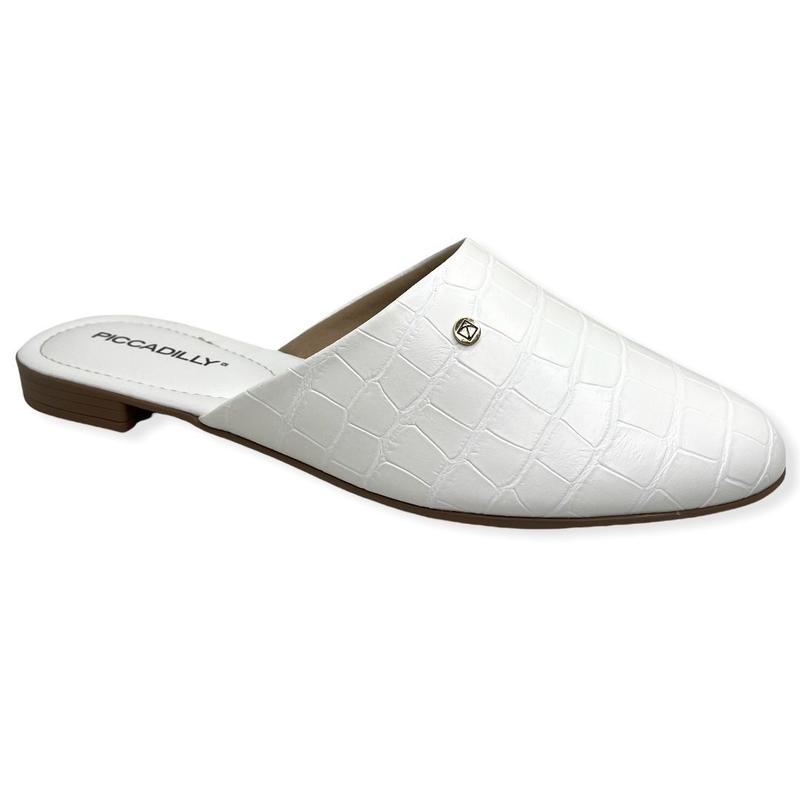 Mule Piccadilly Salto Baixo Branco - Mule Feminino - Magazine Luiza