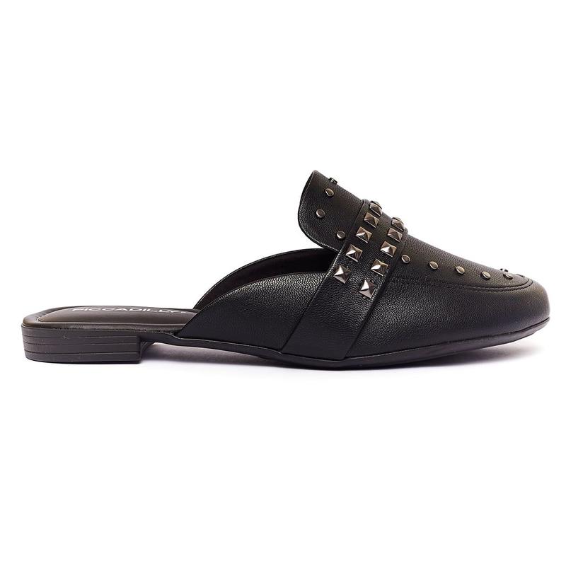Mule Salto Baixo Preto - PICCADILLY - Mule Feminino - Magazine Luiza